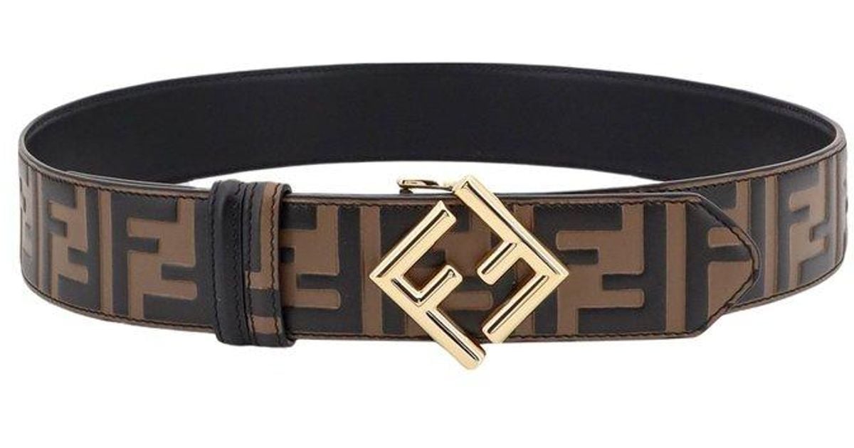 Fendi Ff Diamonds Buckled Reversible Belt in Gray | Lyst