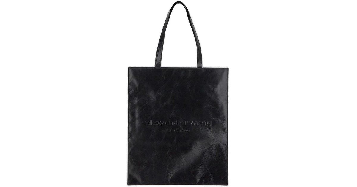 Alexander Wang Logo Embossed Large Pinch Tote Bag in Black | Lyst