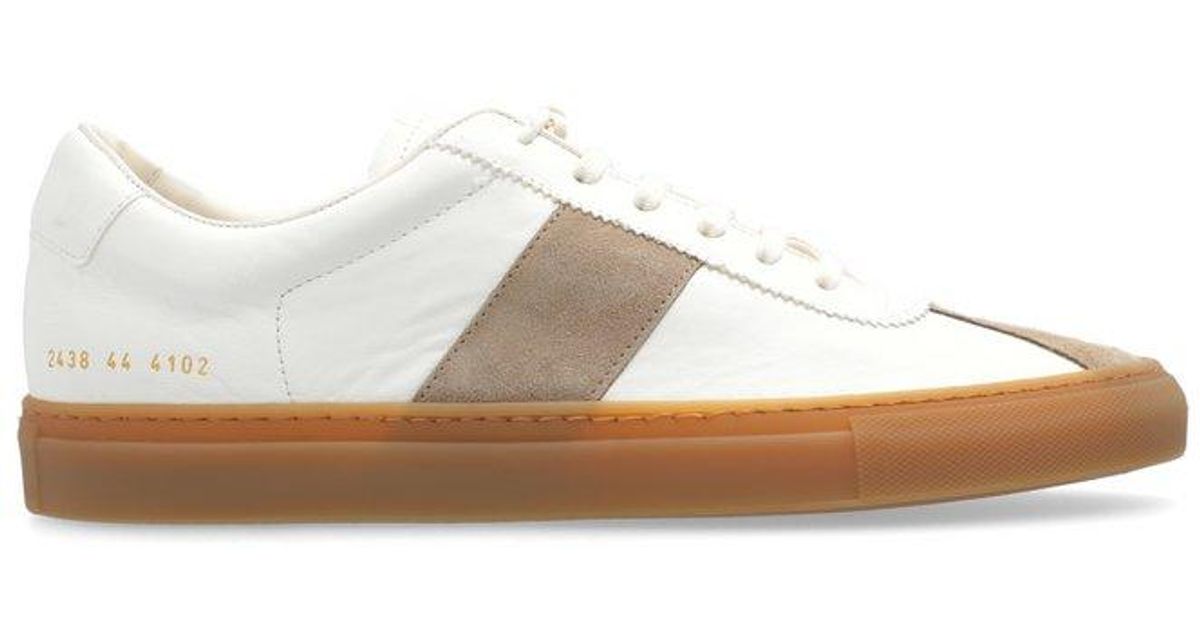 Common Projects Round Toe Panelled Tennis Sneakers in White for Men | Lyst