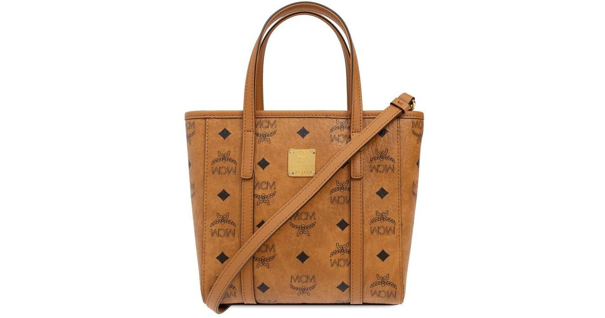 MCM Handbag With Monogram in Brown | Lyst
