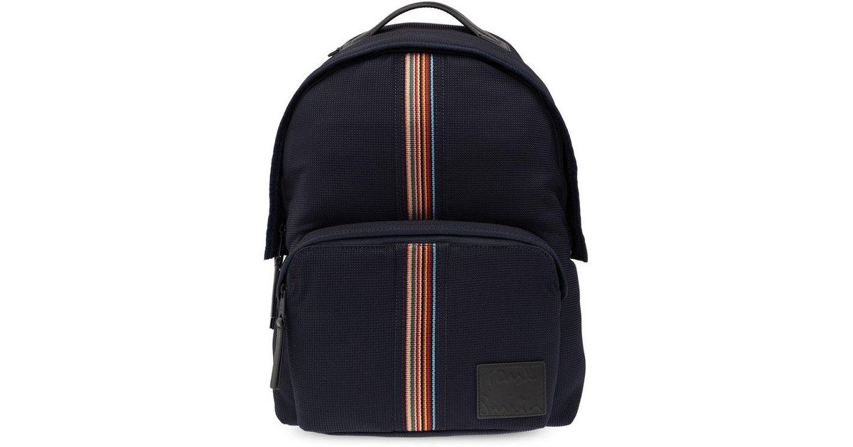 Paul Smith Stripe Zip-Up Backpack in Blue for Men | Lyst