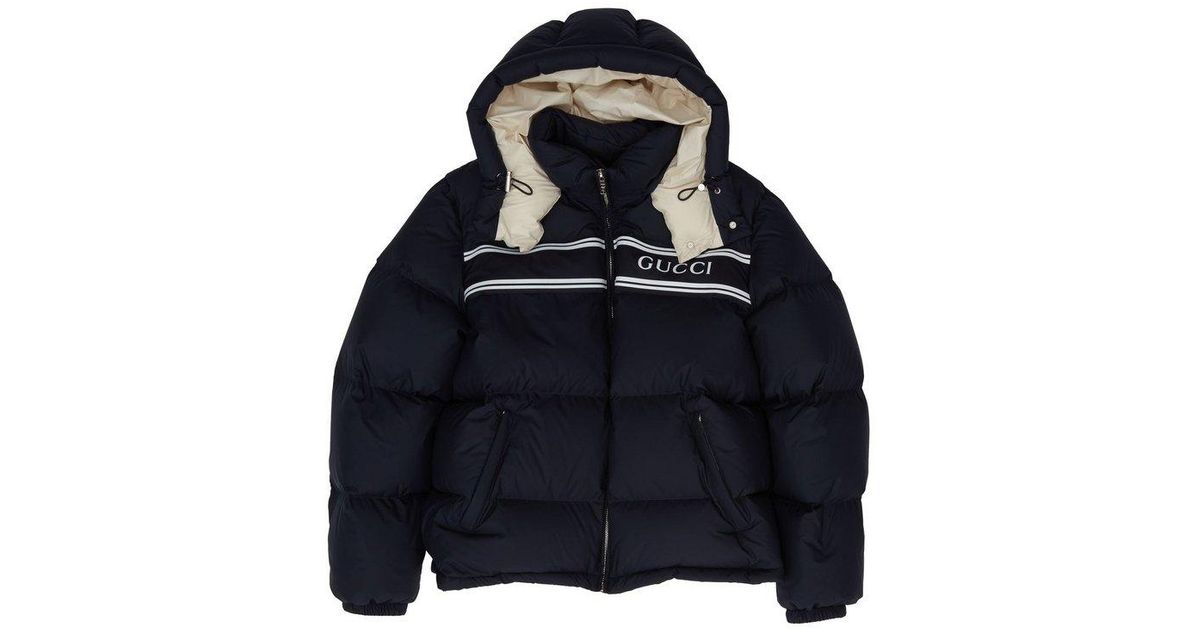Gucci Zip-Up Puffer Jacket in Blue for Men | Lyst