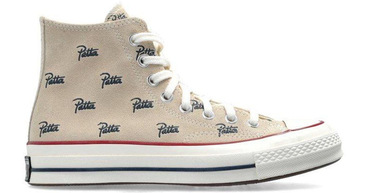 Converse Patta High-Top Branded Sneakers in White for Men | Lyst