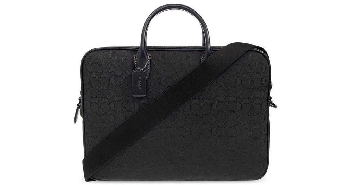 COACH Theo Work Signature Jacquard Bag in Black for Men | Lyst