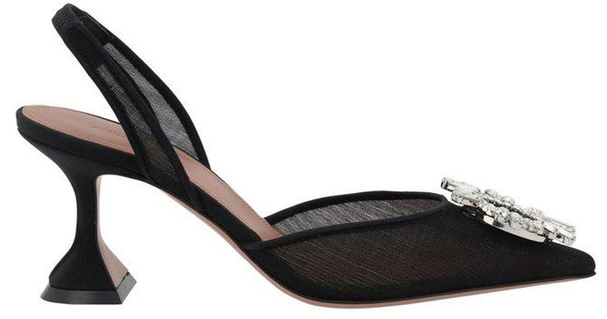 AMINA MUADDI Begum Embellished Mesh Slingback Pumps in Black | Lyst