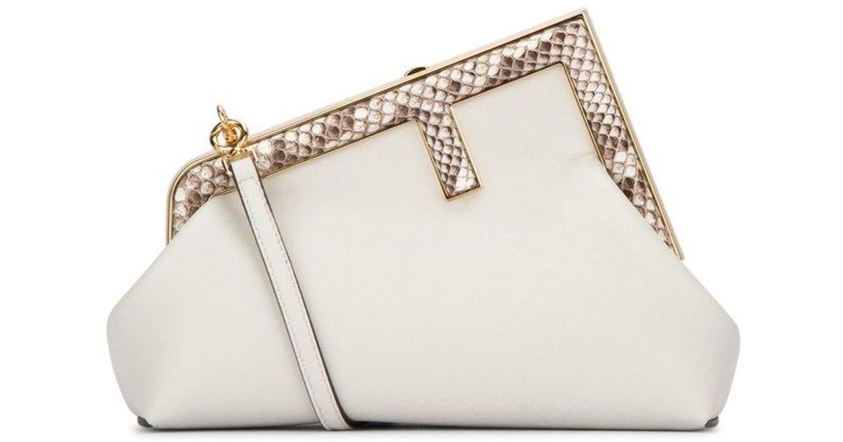 Fendi First Python-effect Logo-printed Crossbody Bag in White | Lyst UK