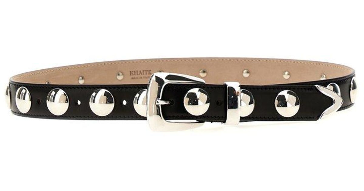 Khaite Stud-Detailed Buckled Belt in White | Lyst
