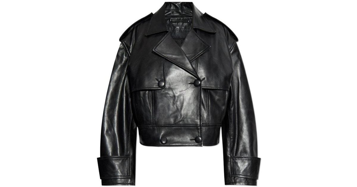 Stand Studio Leather Jacket Bloom in Black | Lyst UK