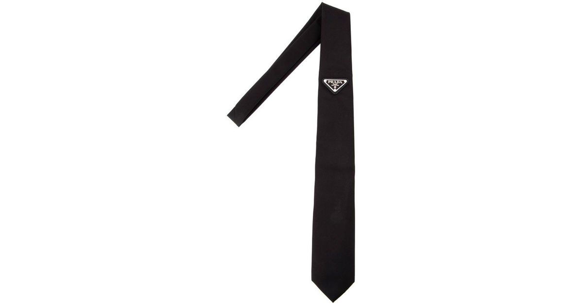 Prada Triangle-Logo Pointed--Tip Tie in Black for Men | Lyst