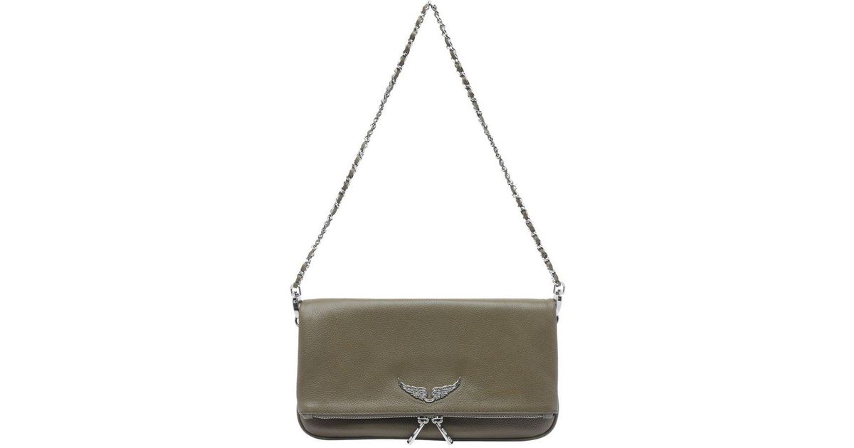 Zadig & Voltaire Rock Logo Plaque Clutch Bag in Gray | Lyst