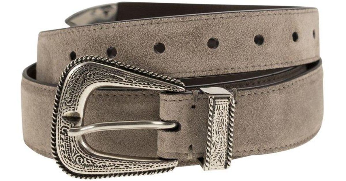 Brunello Cucinelli Inverted Leather Belt With Machined Buckle And ...