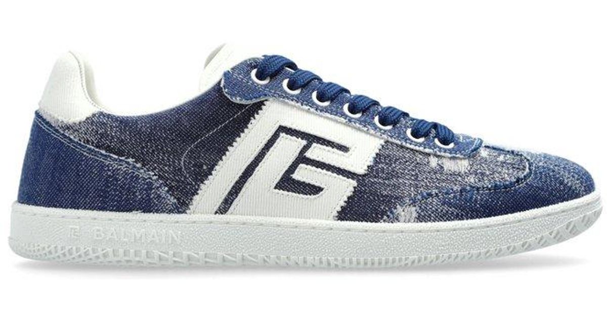 Balmain Denim Swan Trainers in Blue for Men | Lyst