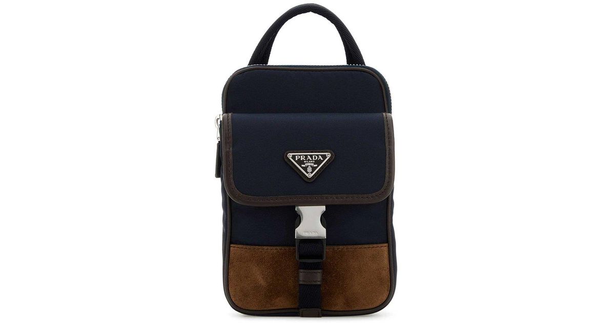 Prada Triangle-Logo Two-Toned Phone Case in Blue for Men | Lyst
