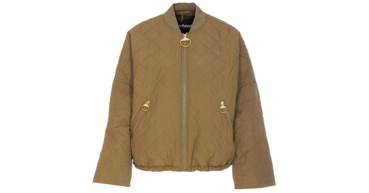 Barbour Emlyn Quilted Bomber Jacket in Natural | Lyst