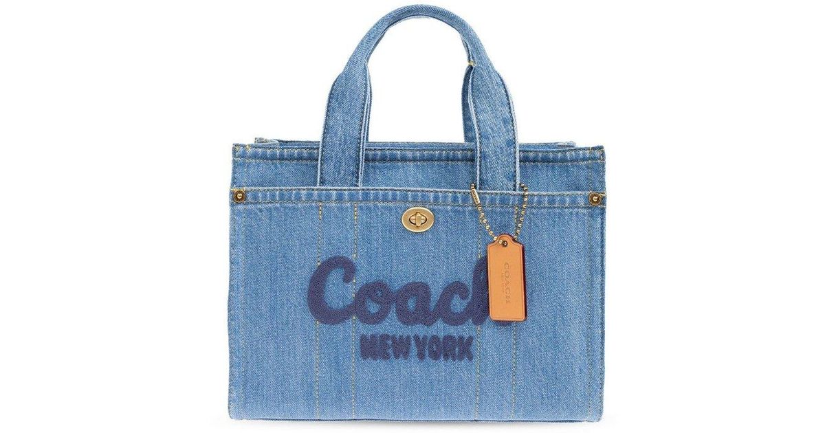 COACH Cargo Logo Embroidered Tote Bag in Blue | Lyst