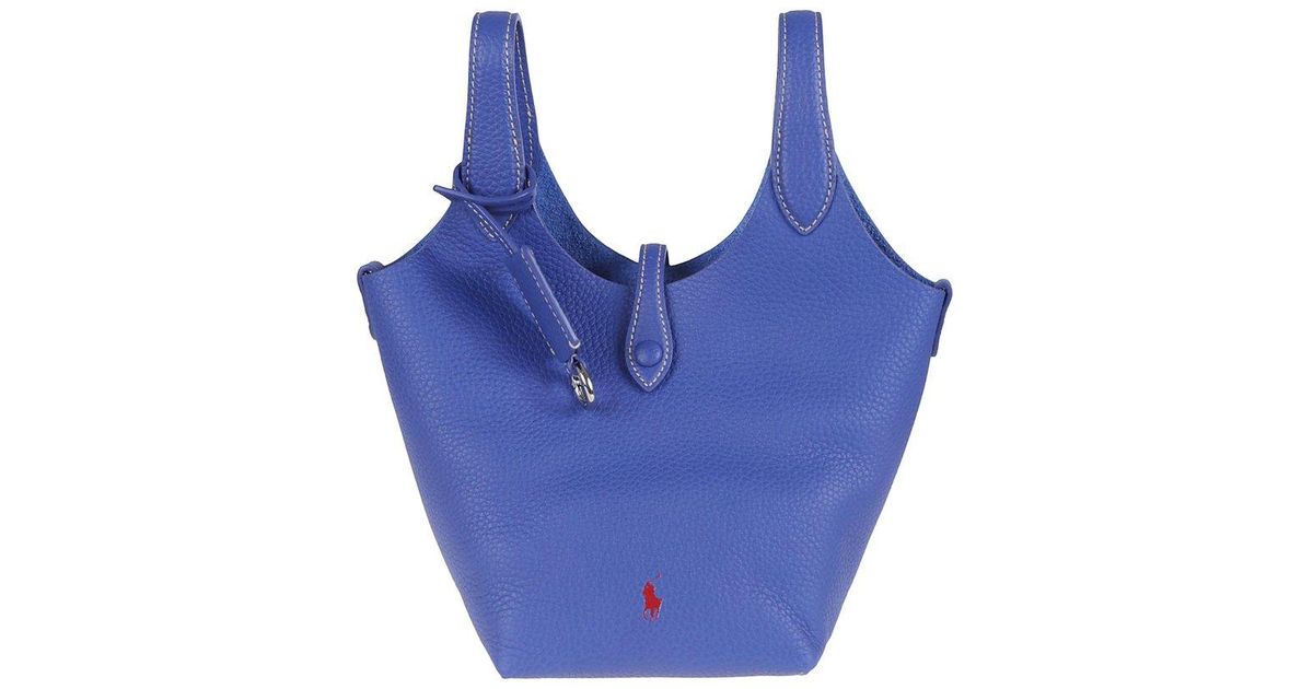 Polo Ralph Lauren Logo Detailed Small Tote Bag in Blue | Lyst