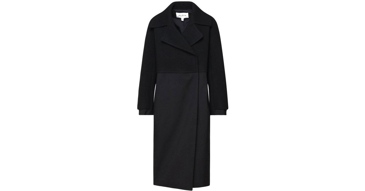 Alaïa Classic Coat in Black | Lyst