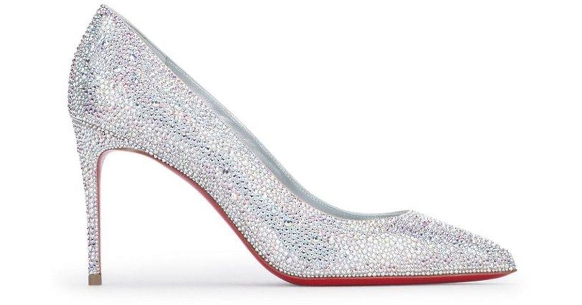 Christian Louboutin Kate Strass Embellished Pumps in White | Lyst