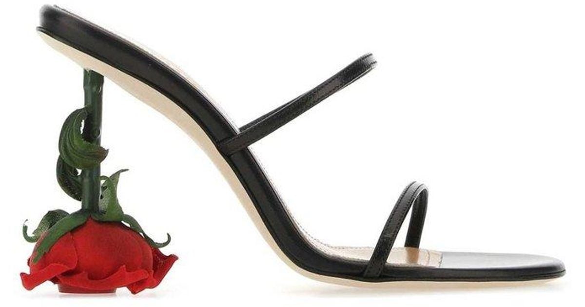 Loewe Rose Heel Sandals in Black | Lyst