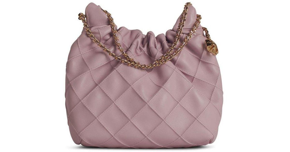 Tory Burch Mini Fleming Drawstring Hobo Bag in Purple | Lyst