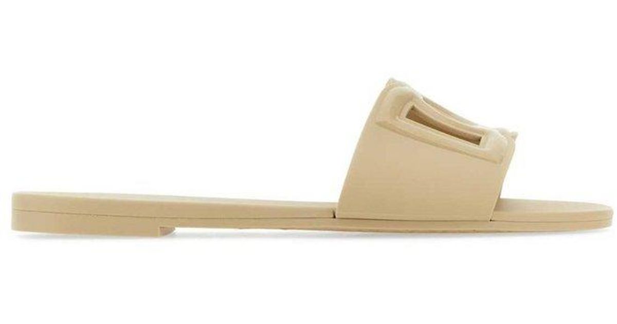 Dolce & Gabbana Dg Rubber Slides in Natural | Lyst