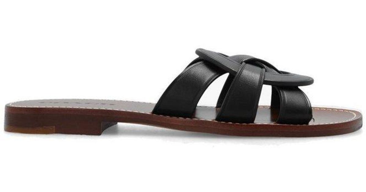 COACH Issa Leather Slides in Black | Lyst UK