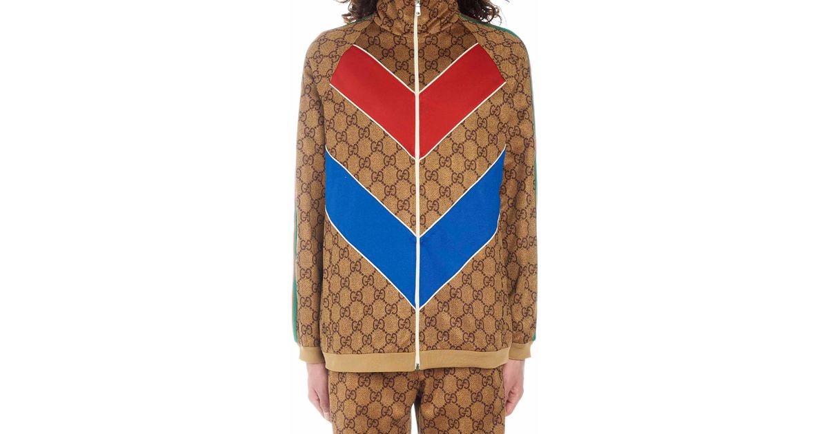 Gucci Gg Technical Jersey Jacket in Brown for Men | Lyst