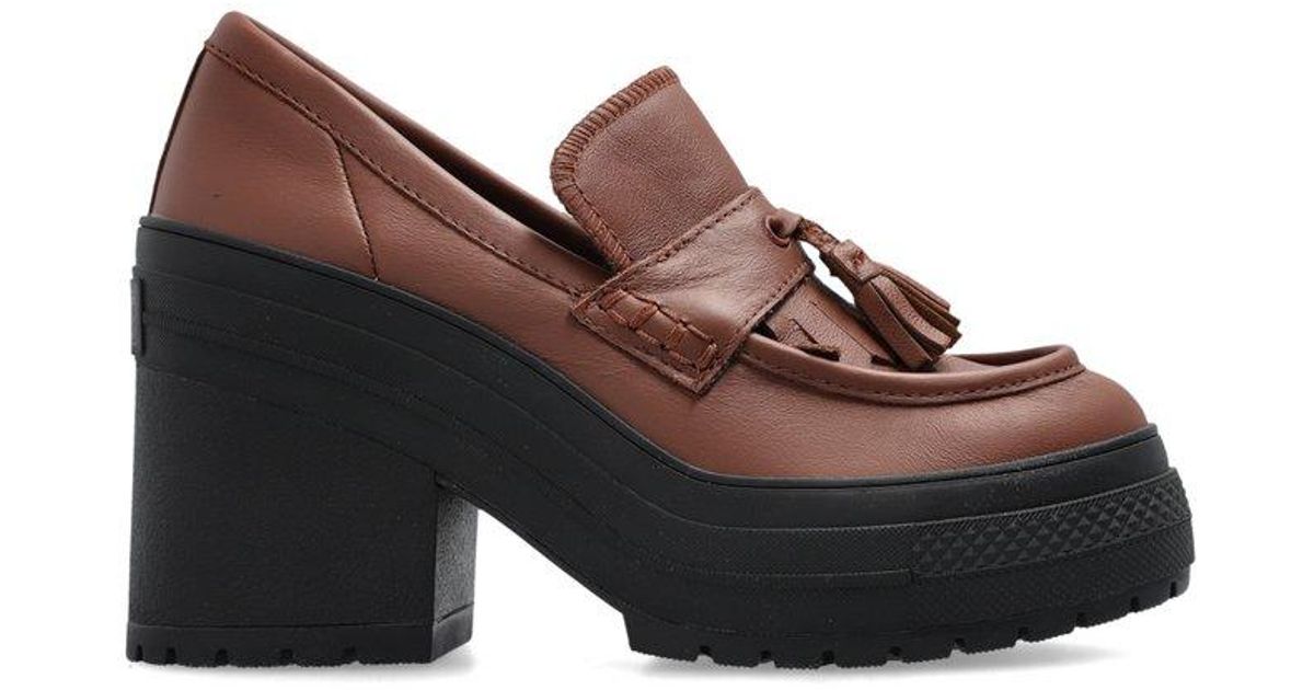 Converse Tassel Chunky Heel Pumps in Brown | Lyst