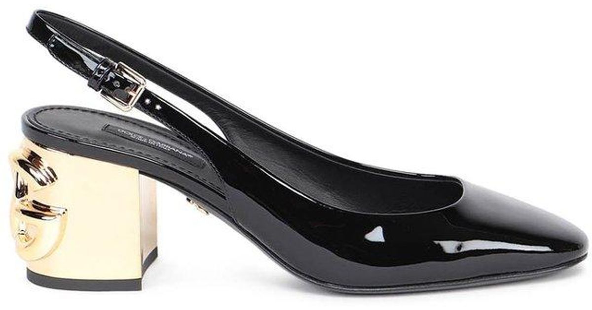 Dolce & Gabbana Dg Block Heel Slingback Pumps in Black | Lyst