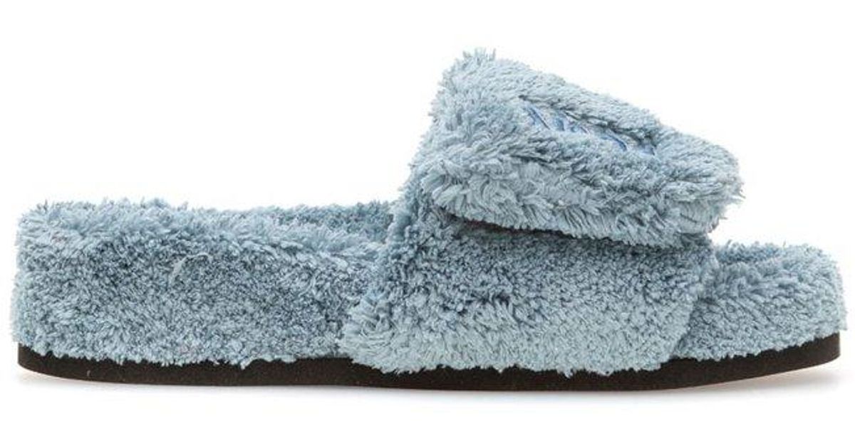 N°21 Touch Strap Terry-Cloth Flat Slides in Gray | Lyst