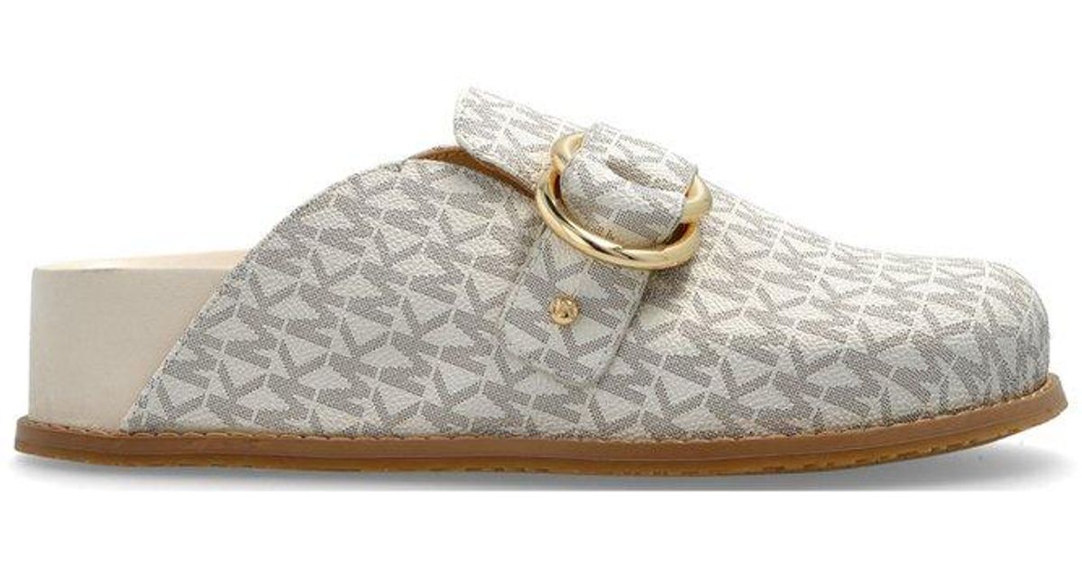 MICHAEL Michael Kors Jaden Signature Logo Clogs in Natural | Lyst
