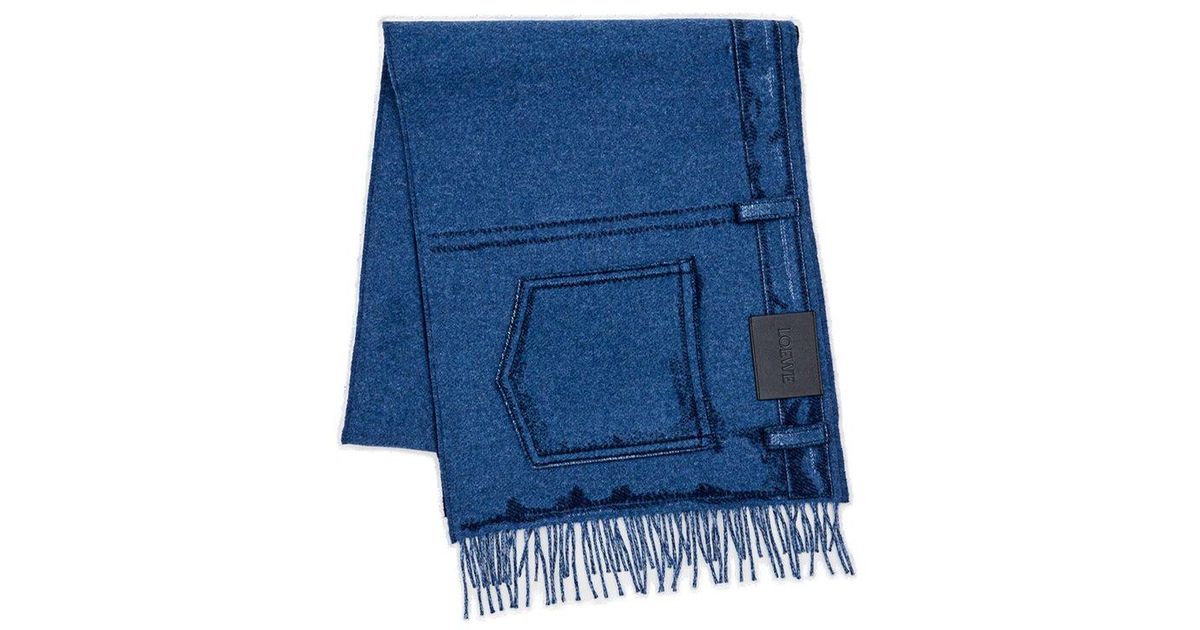 Loewe Scarf Made Of A Double-Faced Wool And Cashmere Blend in Blue | Lyst
