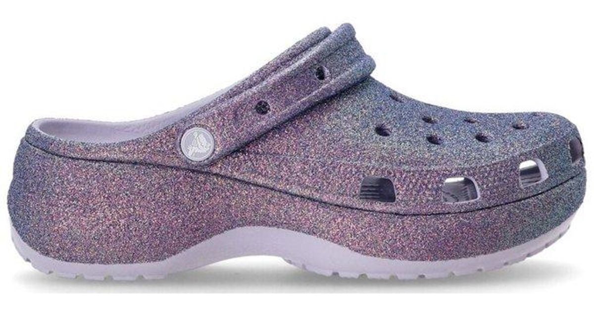 Crocs™ Classic Platform Iridescent Glitter Clogs in Purple | Lyst