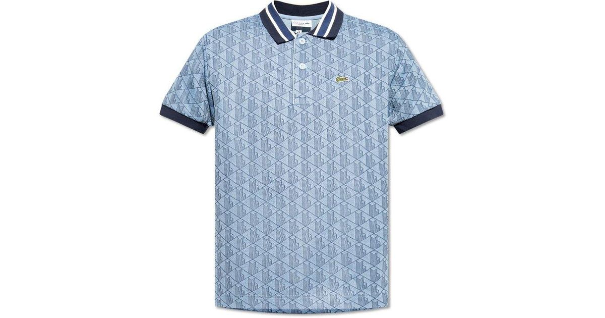 Lacoste Signature Pattern Polo Shirt in Blue for Men | Lyst UK