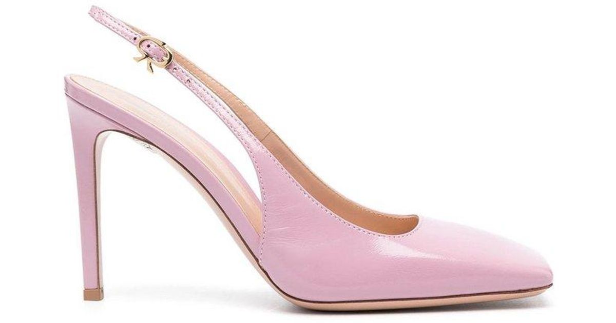 Gianvito Rossi Square-Toe Slingback Pumps in Pink | Lyst