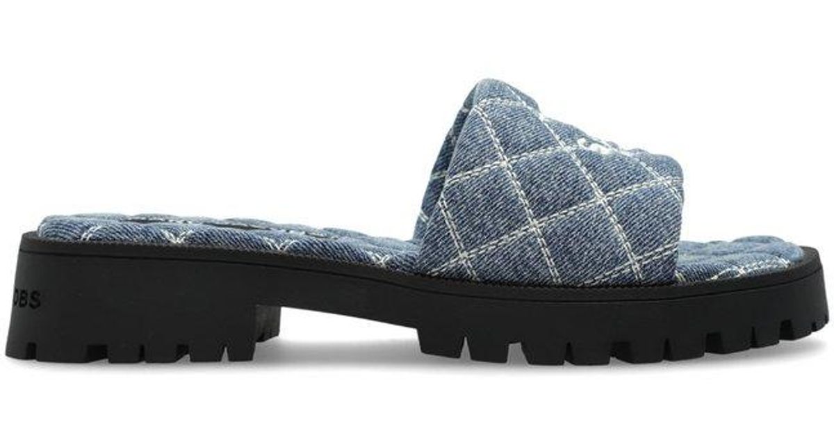 Marc Jacobs The Quilted Denim Lug Sole Slides in Blue | Lyst