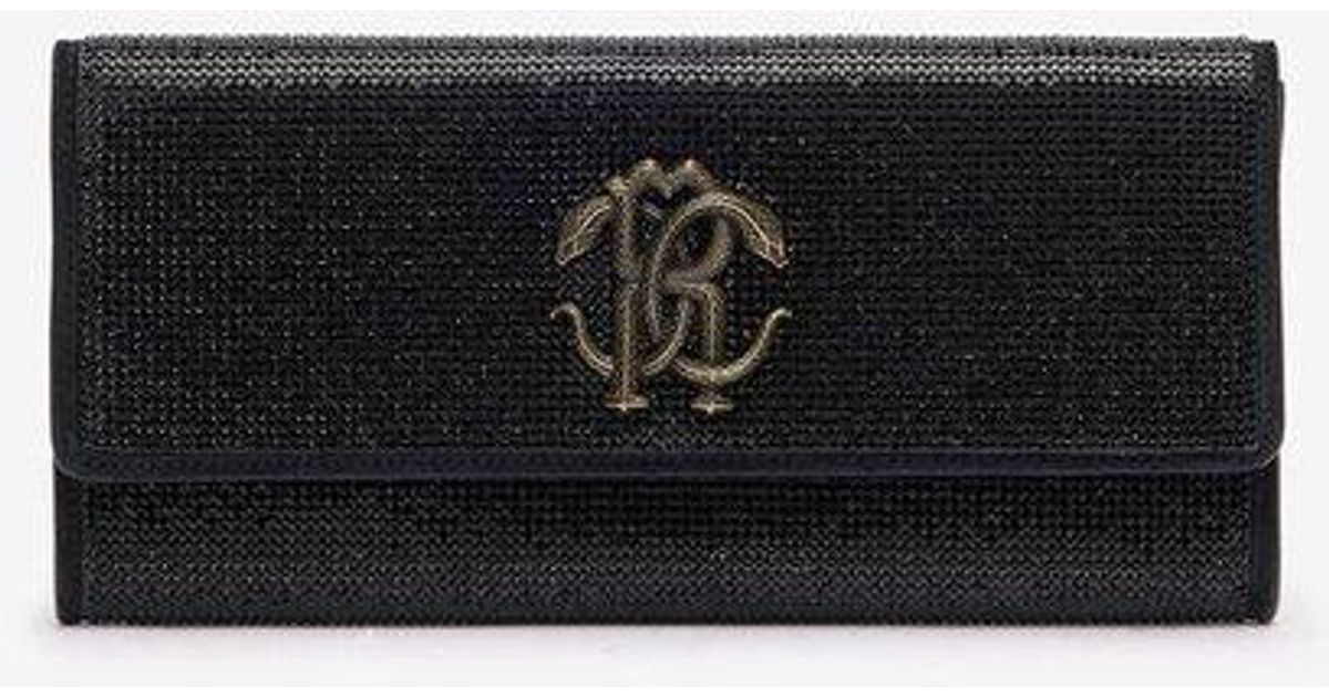 Roberto Cavalli Mirror Snake Monogram Clutch Bag in Black | Lyst UK