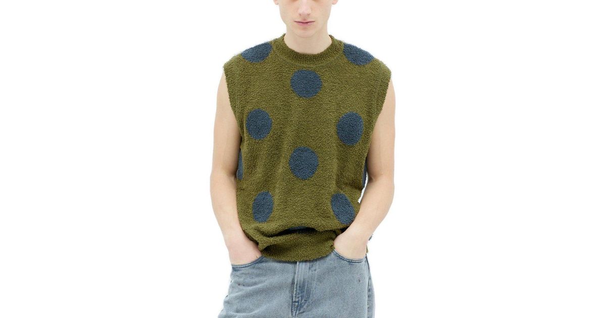 Brain Dead Teddy Fur Dot Knitted Vest in Green for Men | Lyst