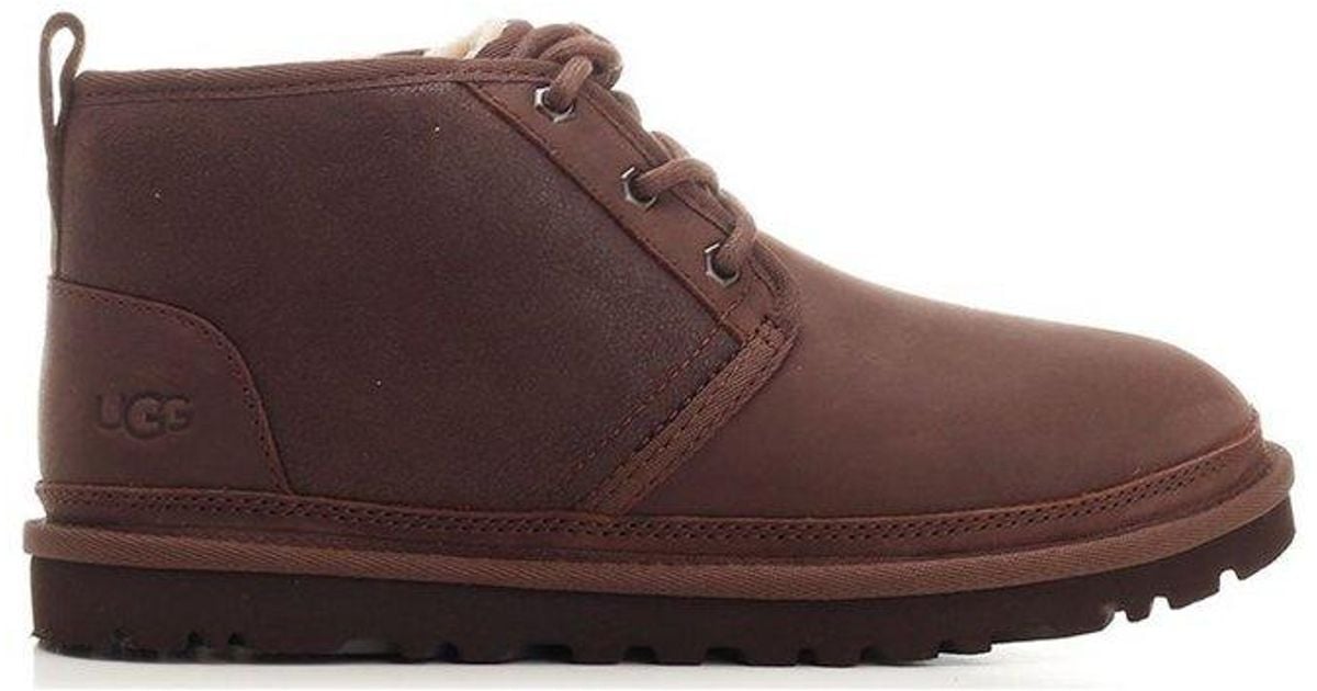UGG Neumel Distressed Lace-Up Boots in Brown for Men | Lyst