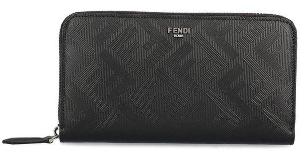 Fendi Shadow Zip Around Wallet in Black for Men | Lyst
