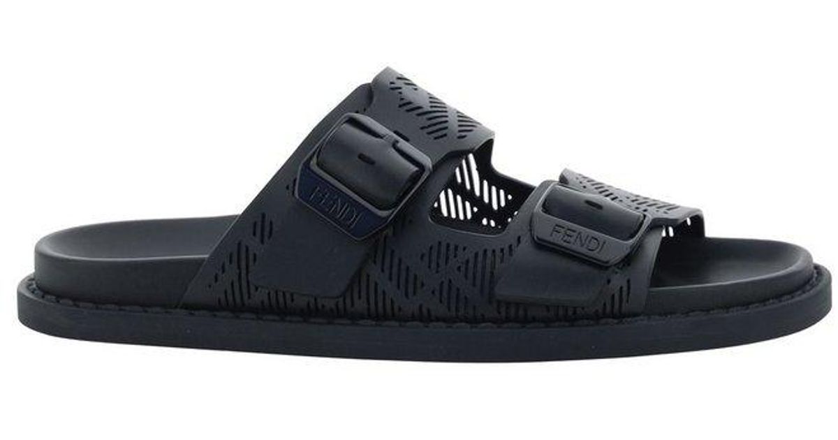 Fendi Ff Motif Feel Slides in Black for Men | Lyst
