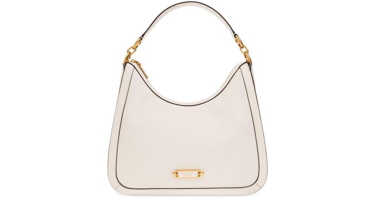 Kate Spade Logo-plaque Top Zipped Tote Bag in Natural | Lyst