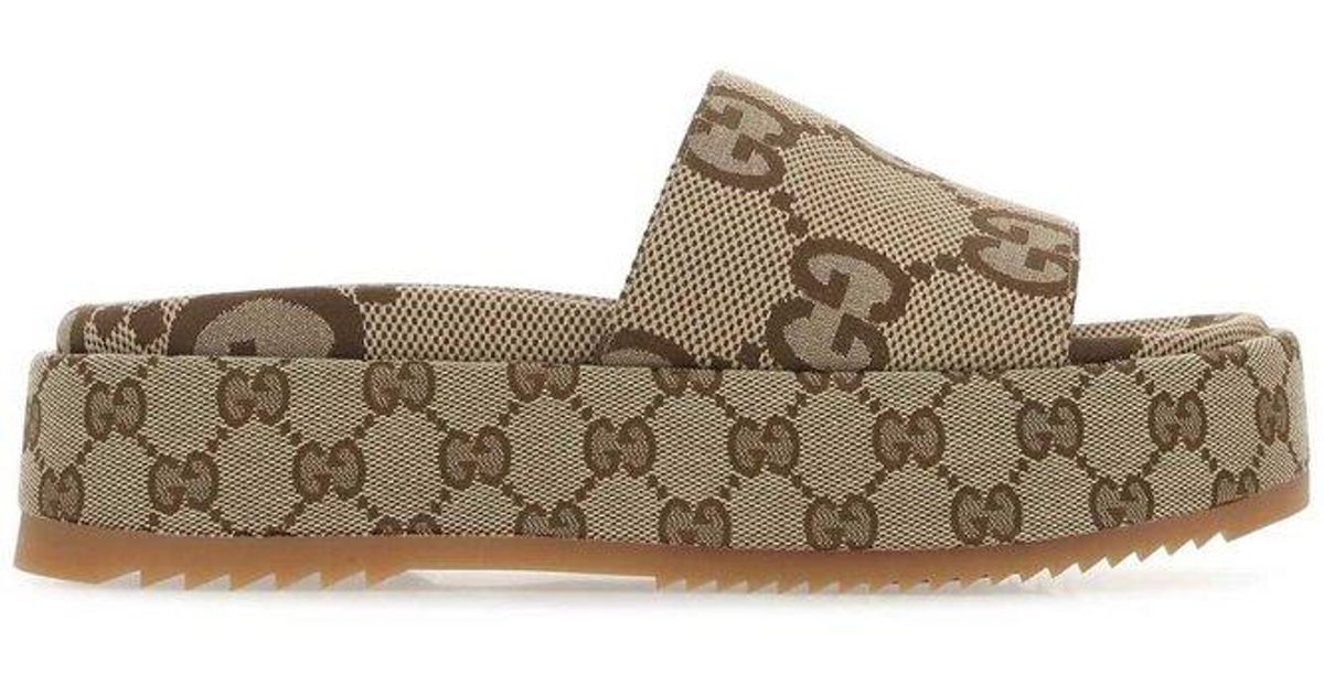 Gucci Angelina Open Toe Platform Sandals in Brown | Lyst