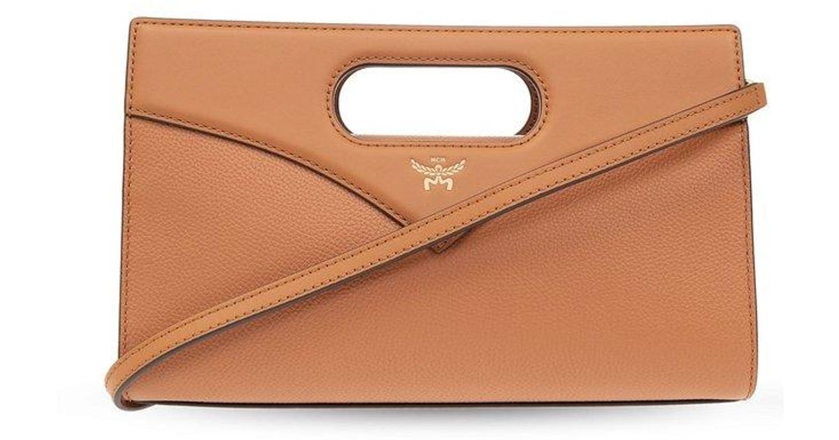 MCM Small Diamond Logo Printed Tote Bag in Brown | Lyst