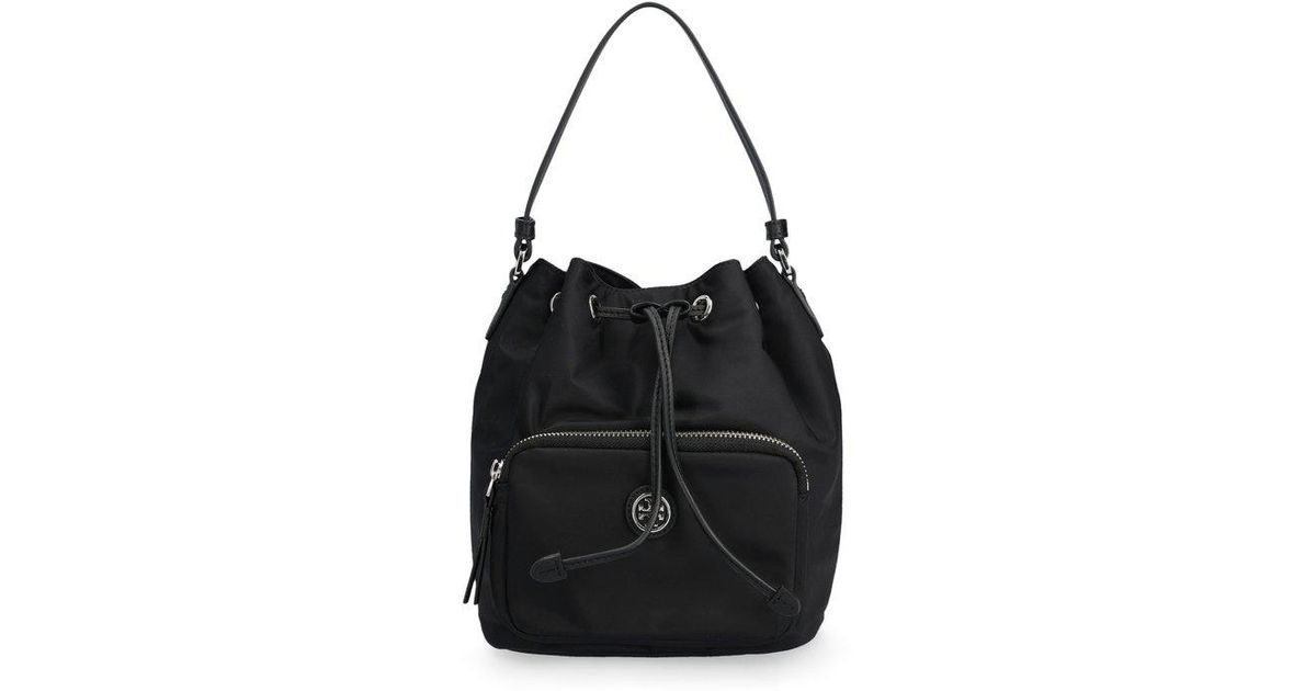 Tory Burch Virginia Drawstring Bucket Bag in Black | Lyst