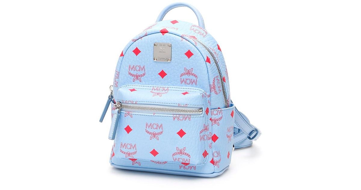 MCM Stark Visetos Backpack Extra Mini Blue Bell | Lyst