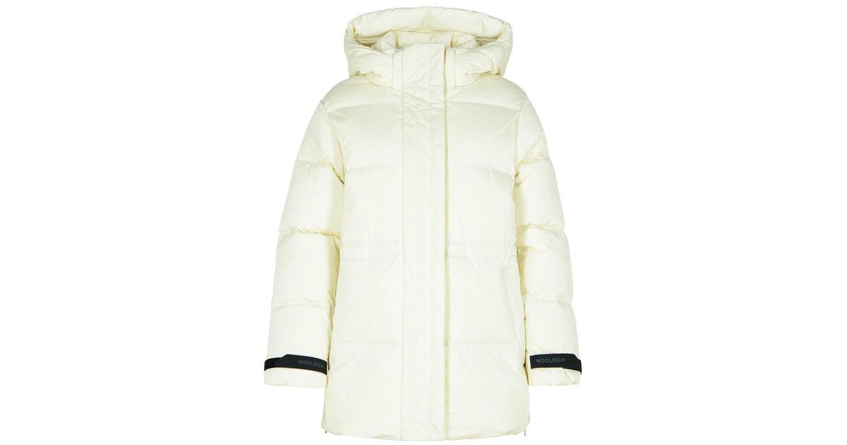 Woolrich Alsea Hooded Puffer Jacket in White | Lyst
