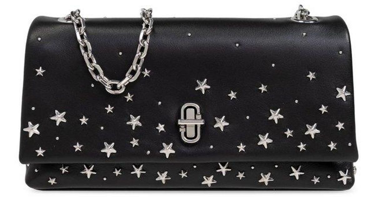 Marc Jacobs The Star Embellished Dual Chain Shoulder Bag in Black | Lyst