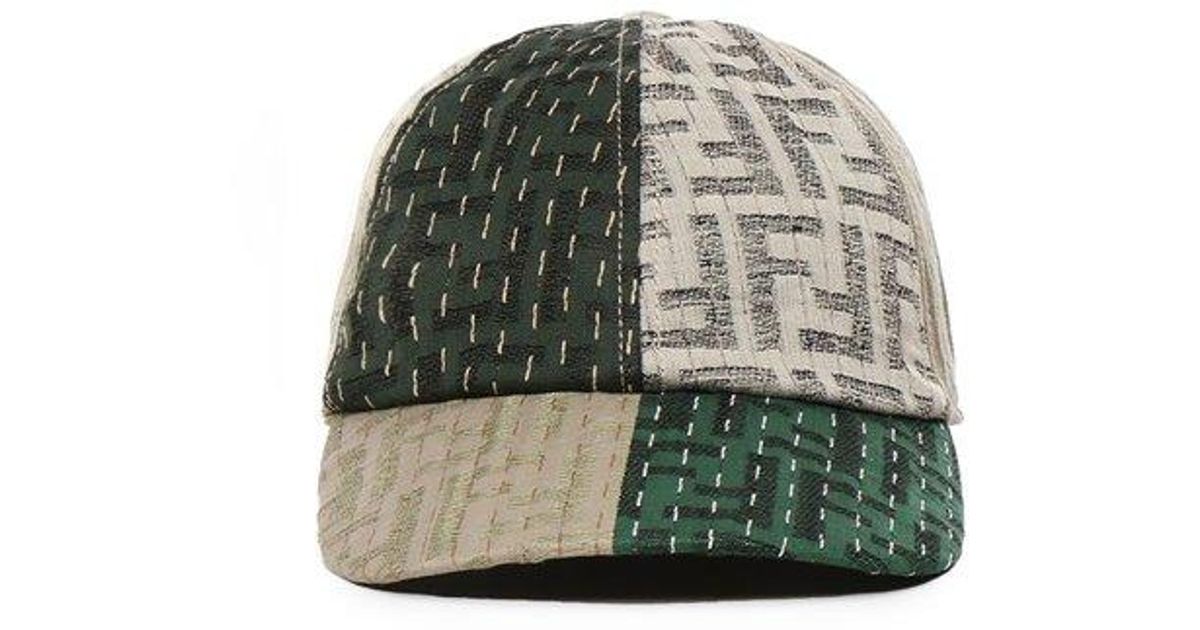 Fendi All-Over Topstitch Motif Patchwork Cap in Green for Men | Lyst