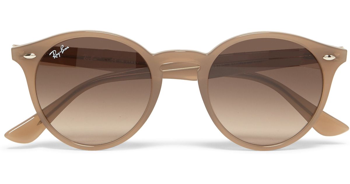 Ray Ban Round Frame Acetate Sunglasses In Natural For Men Lyst Uk